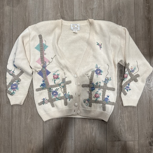 Ninon de Lenclos | Sweaters | Vintage Ninon De Lenclos Ivory Pink ...